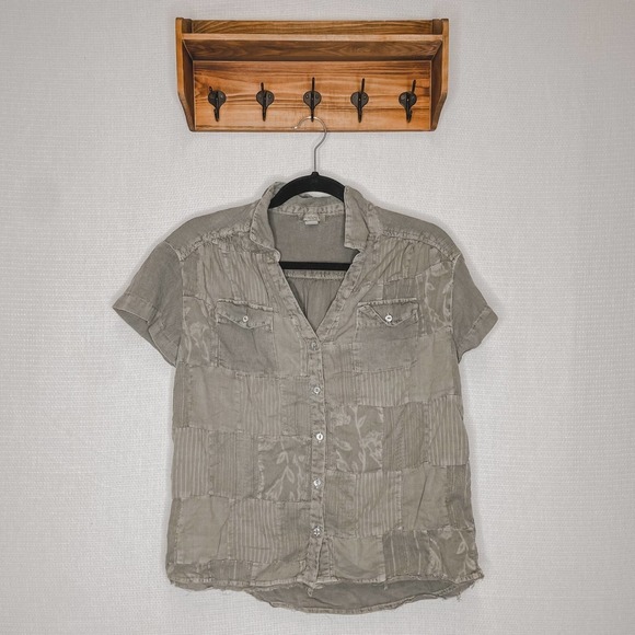 Sundance | Tops | Sundance Sage Green Patchwork Top Button Up Xs | Poshmark